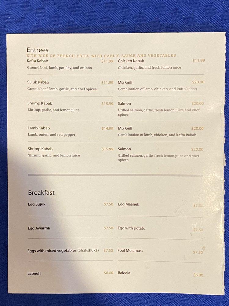 Menu at Miramar Restaurant, Washington