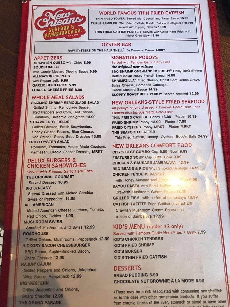 Menu at New Orleans Seafood & Hamburger Co. restaurant, New Orleans ...