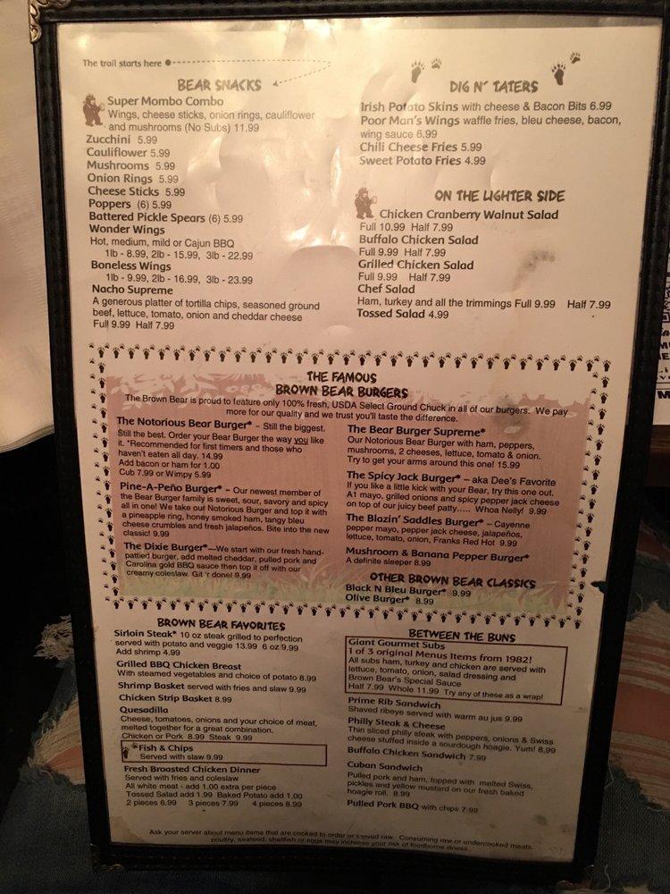 Menu at Brown Bear pub & bar, Shelby
