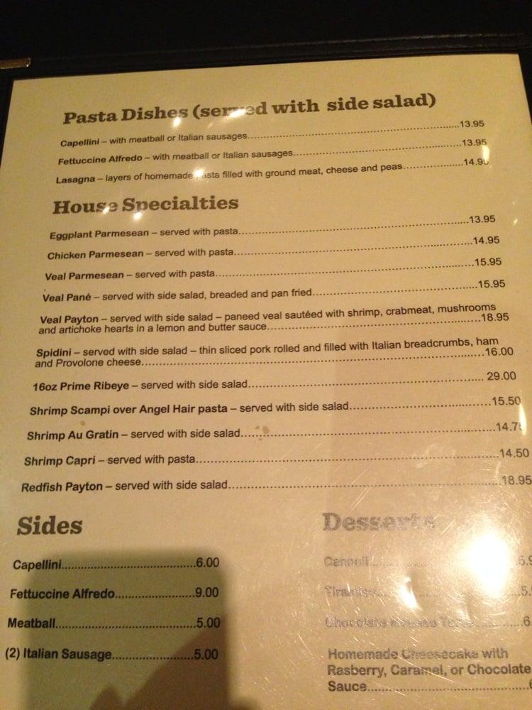 Menu at Impastato Cellars restaurant, Madisonville