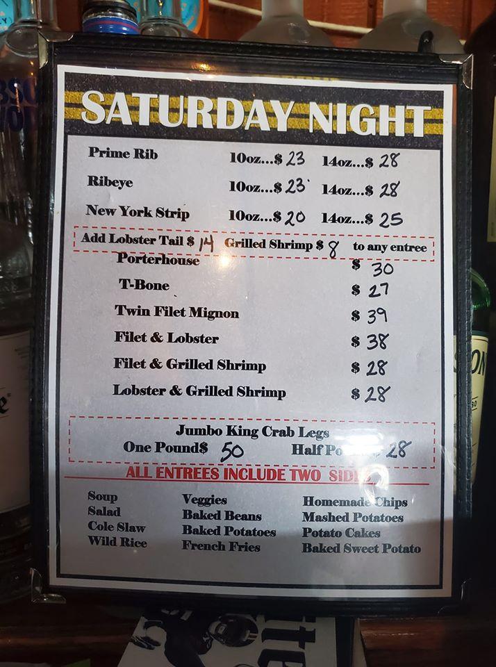 Menu at Cruisin Gilbert’s pub & bar, Gilberts