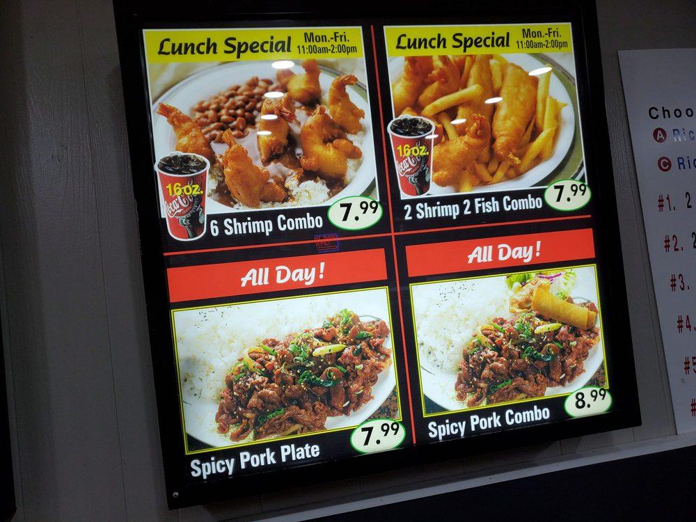 Menu at Johnny's Shrimp Boat restaurant, Whittier