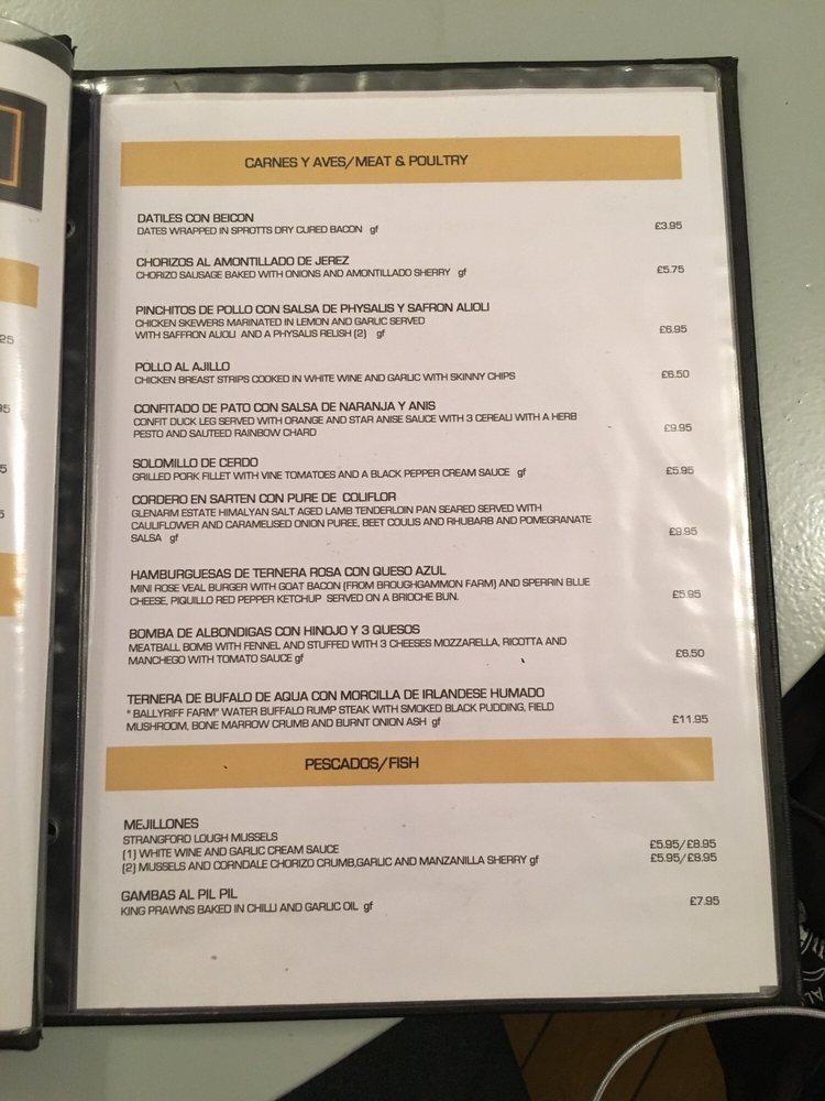 Menu at Ocho Bistro pub & bar, Portrush