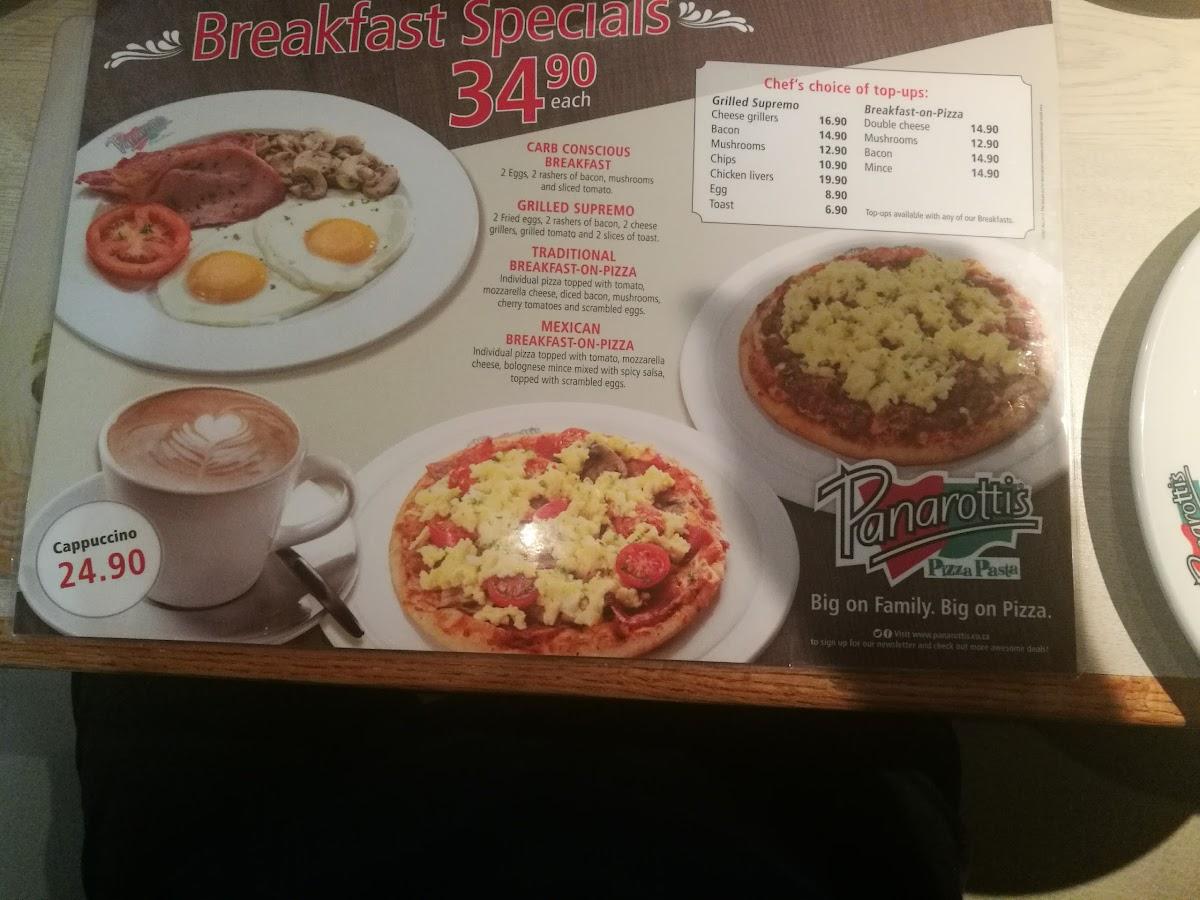 Menu at Panarottis Somerset West restaurant, Cape Town, Shop 331