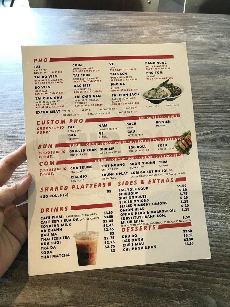 Menu at Pho 101 restaurant, Westminster, Edinger Ave