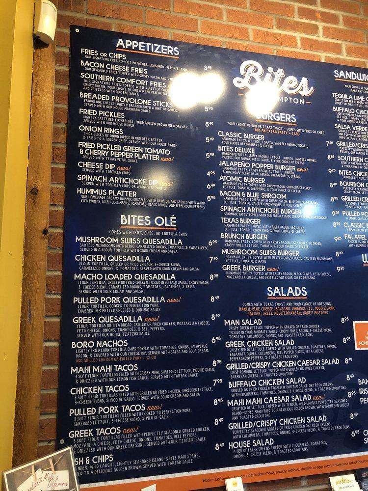 Menu at Bites in the Boro restaurant, Statesboro, Statesboro Pl Cir
