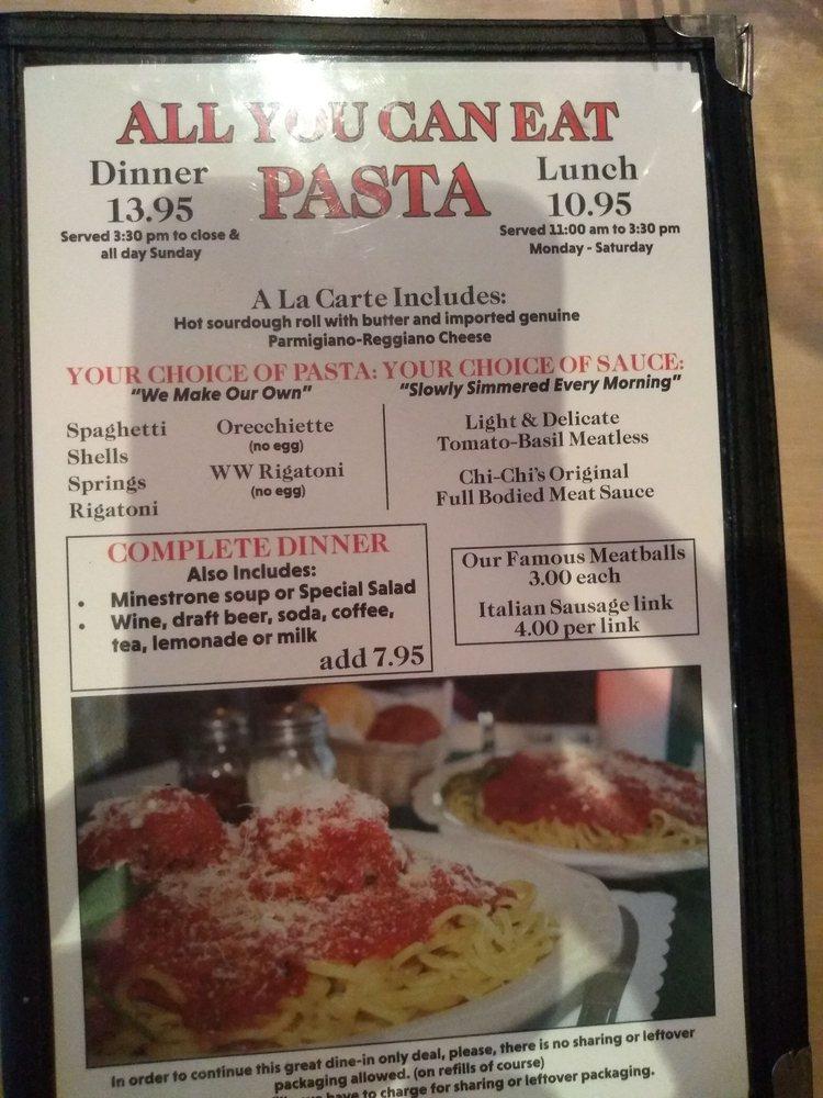 Menu at Chi-Chi's Pizza pizzeria, Simi Valley