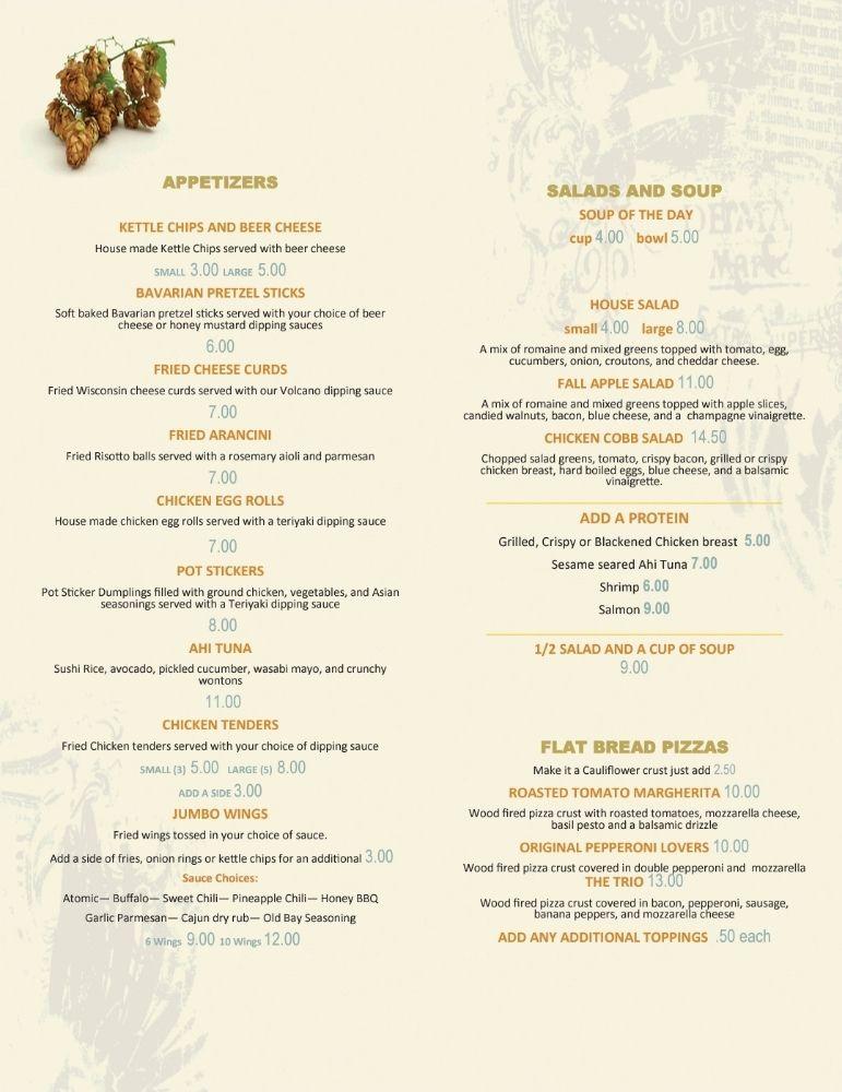 Menu at Granite Grille At the Quarry restaurant, Canton