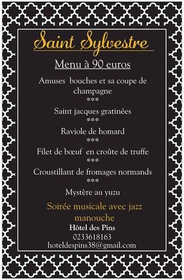 Menu au Hôtel et restaurant des Pins, Jullouville