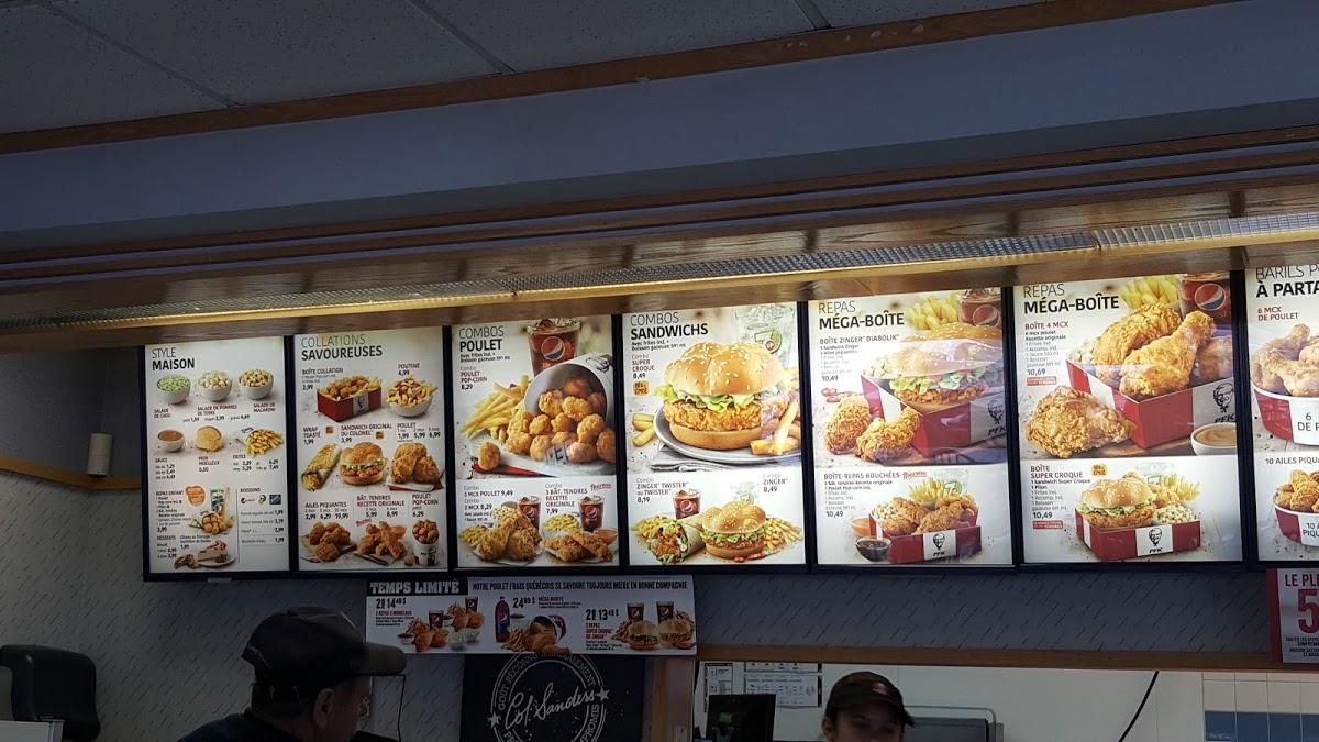 Menu au PFK fast food, Sainte-Agathe-des-Monts