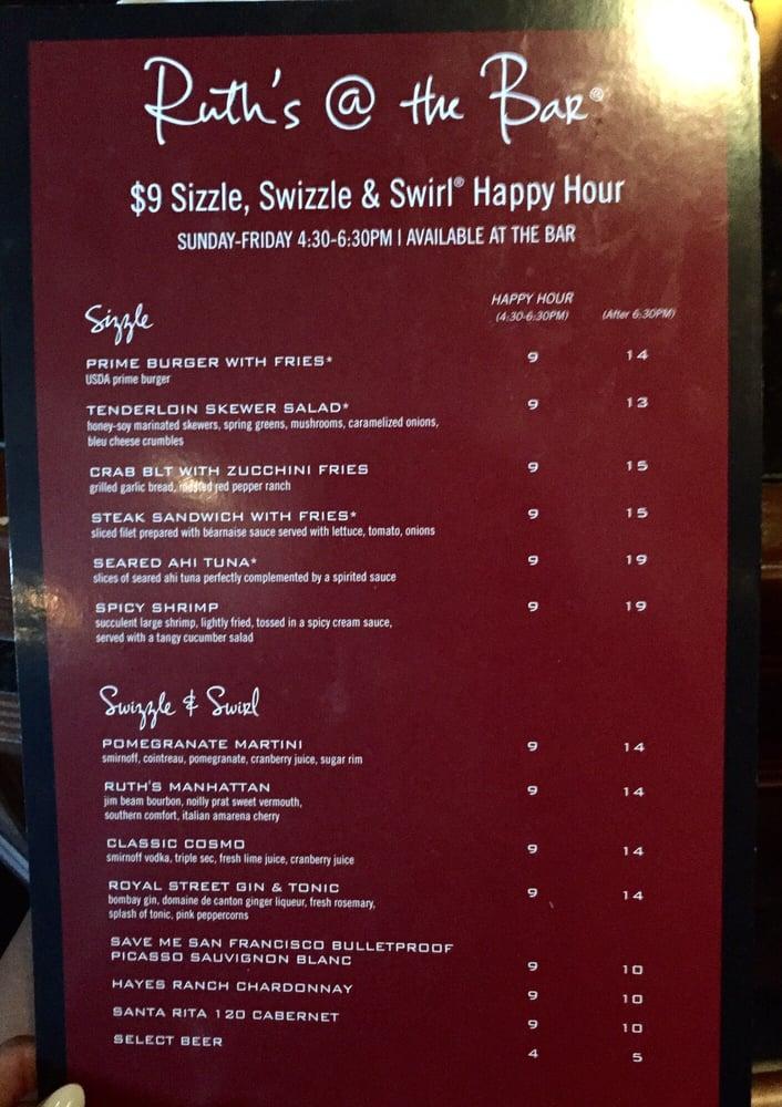 Menu at Ruth's Chris Steak House pub & bar, Irvine, Michelson Dr Suite A