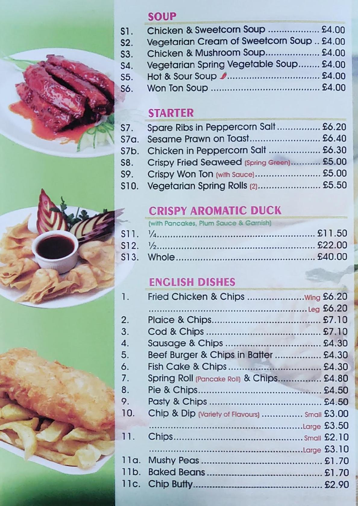 Menu at Uncle Wong restaurant, Yate, Lark Rise