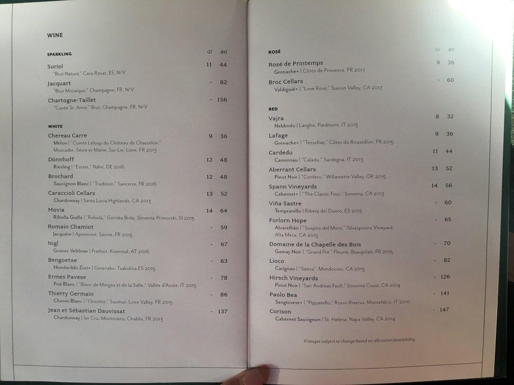 Menu at Garden & Gun Club, Atlanta