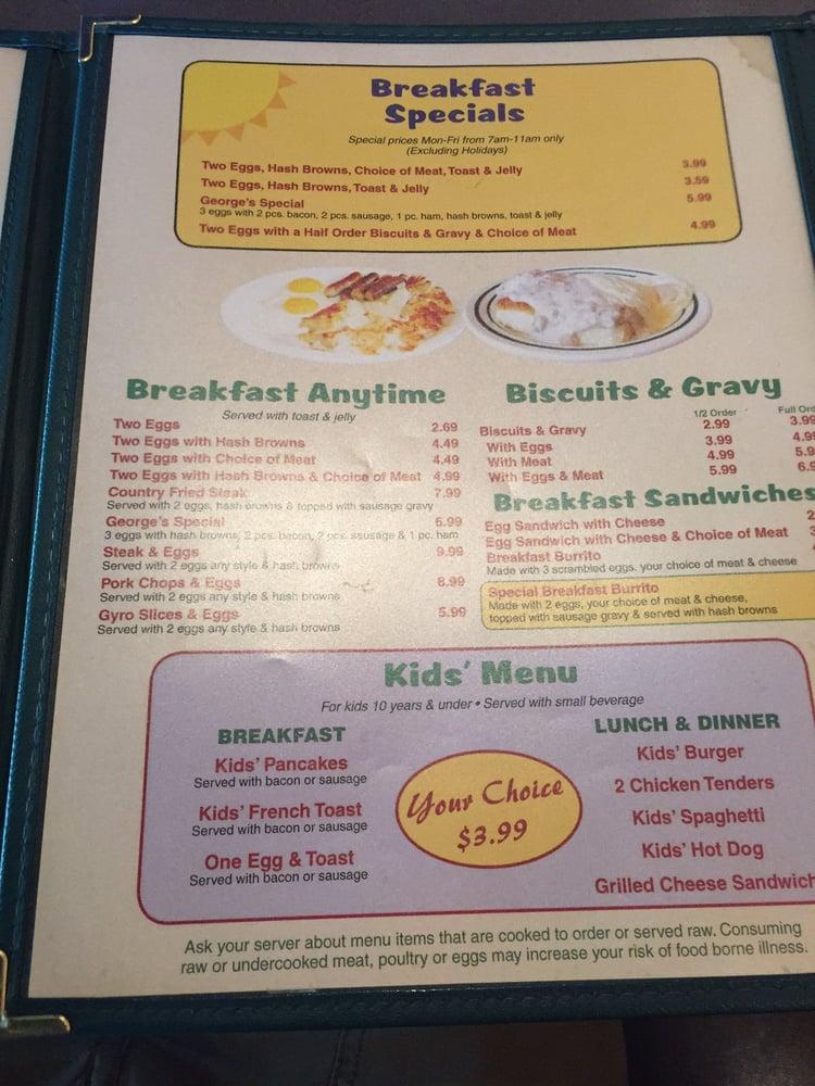 Menu at George's Restaurant, Howell