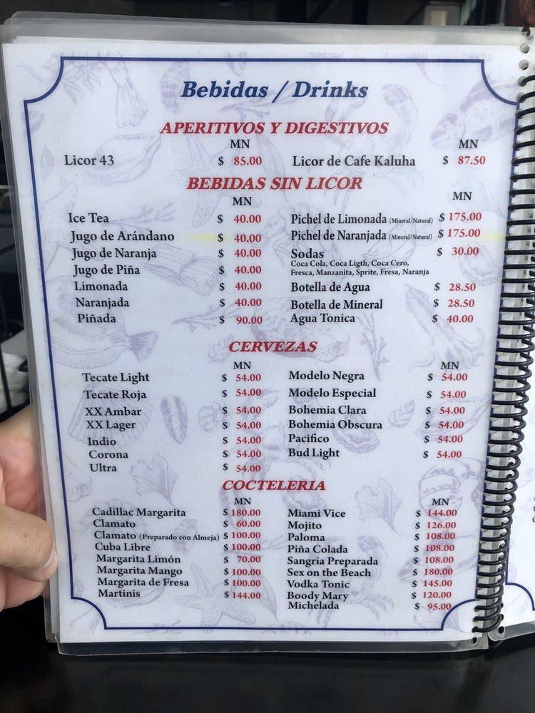 Carta de Poseidon Restaurante, Puerto Nuevo