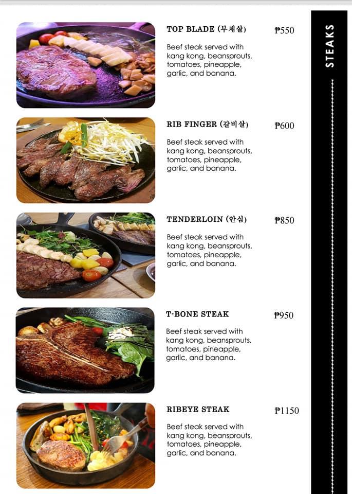 Menu at Thai Fusion restaurant, Olongapo
