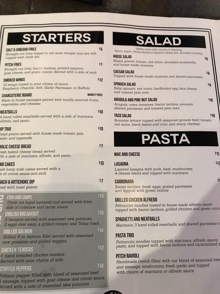 Menu at The Pitch Pizza & Pub, Springfield