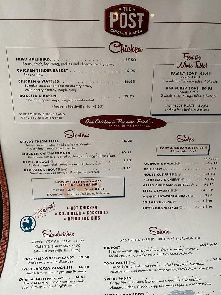 Carta del restaurante The Post Chicken & Beer, Estes Park