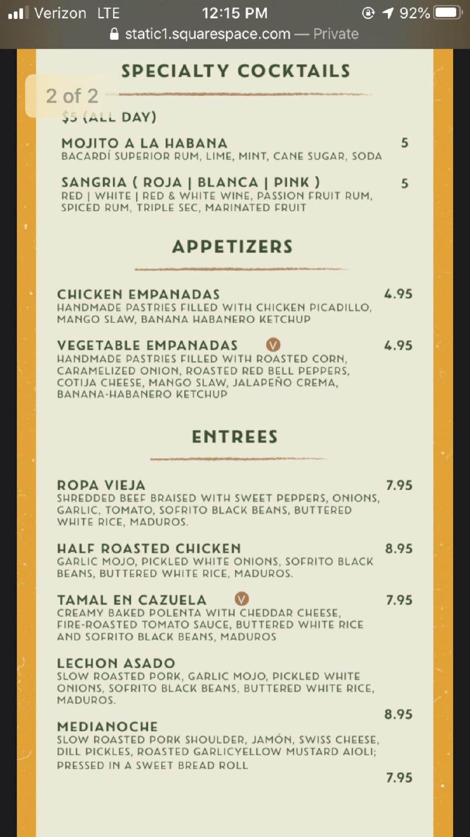 Menu at Habana pub & bar, Irvine, 708 Spectrum Center Dr Suite 708