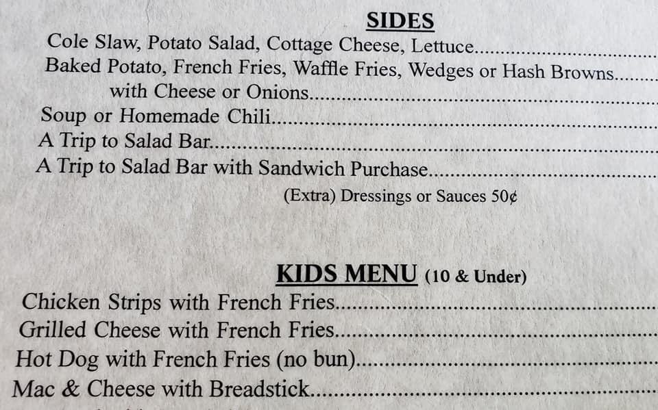 Menu at Poor Richard's Restaurant, New Hampton
