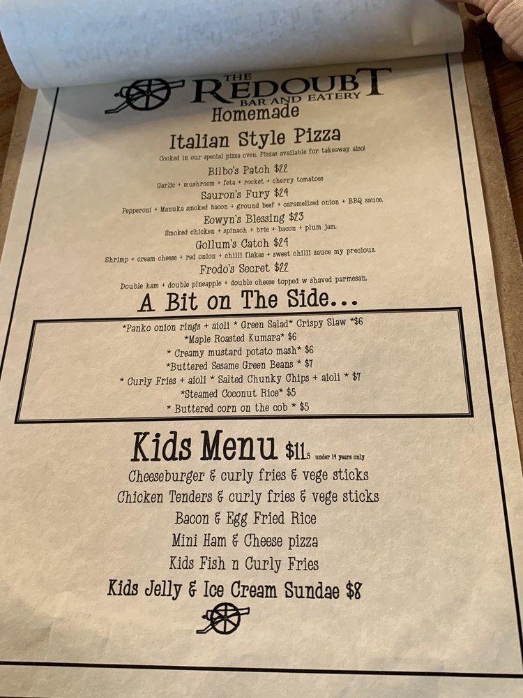 Menu at Redoubt Bar & Eatery, Matamata