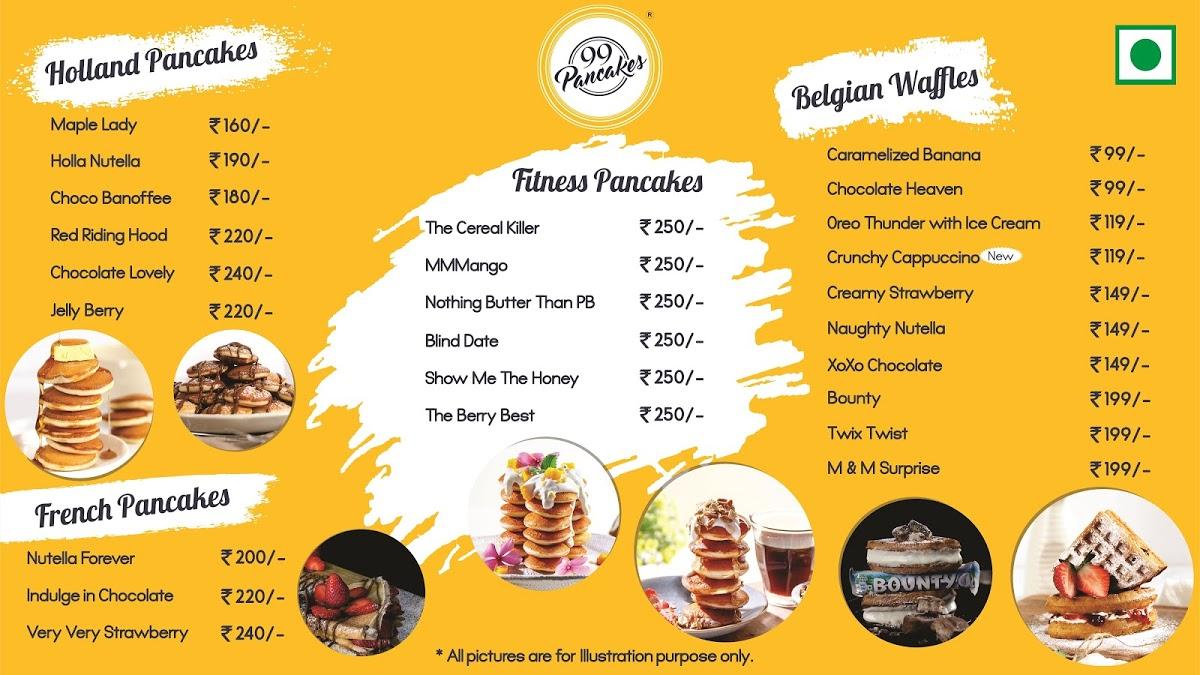 Menu at 99 pancakes, Bardoli, 99 pancakes 50