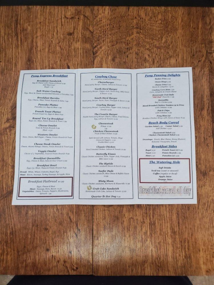 Menu at Beach Road Round-up restaurant, Chincoteague Island