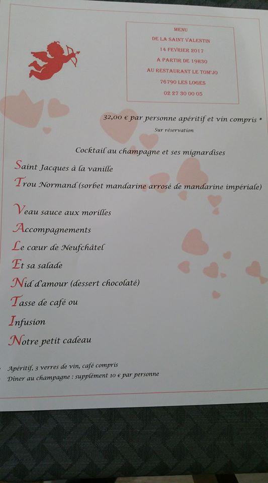 Menu au Le Tom'Jo restaurant, Les Loges