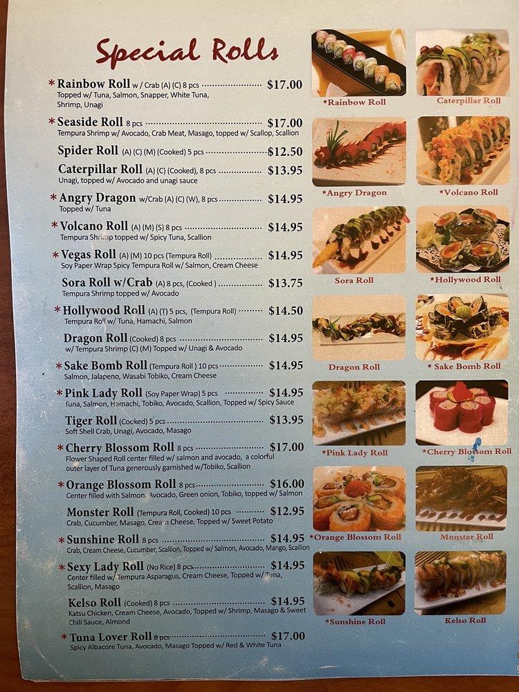 Menu at sora sushi (sushi channel) restaurant, Kelso