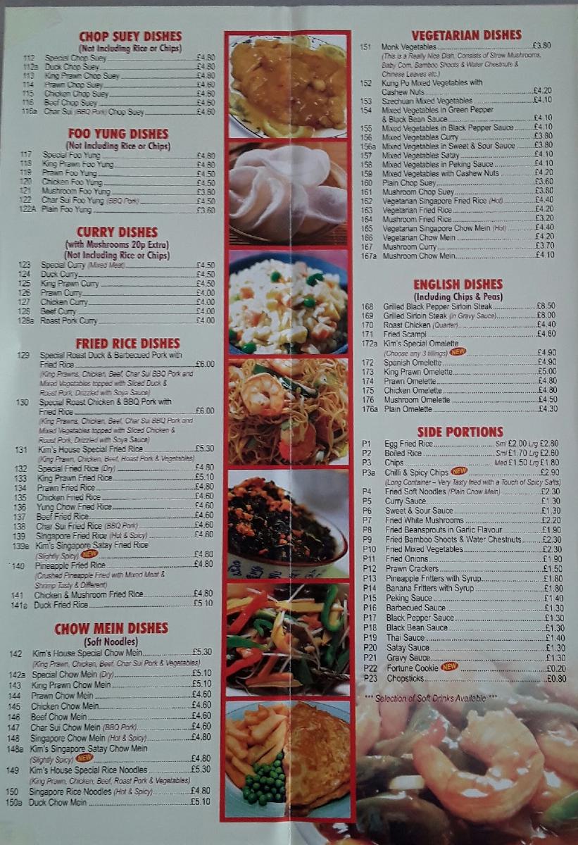 Menu at Kim's kitchen fast food, Derby