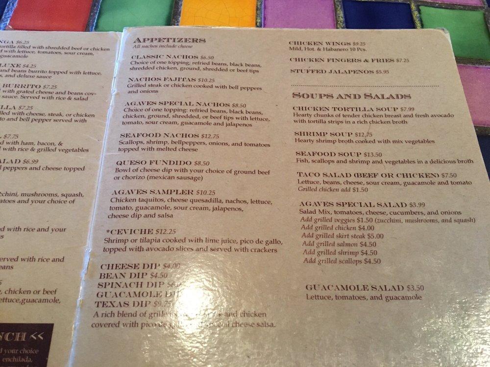 Menu at Los Altos Taqueria restaurant, Goose Creek