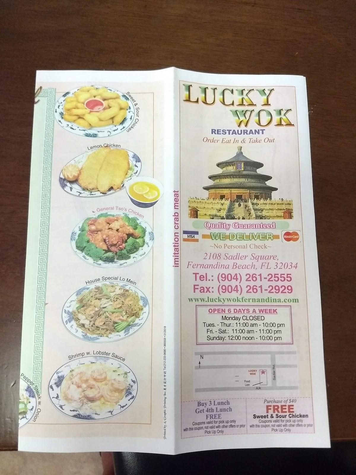 Menu at Lucky Wok restaurant, Fernandina Beach