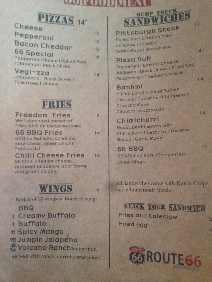 Menu at Route 66 pub & bar, Seoul, 용산구 보광로 124