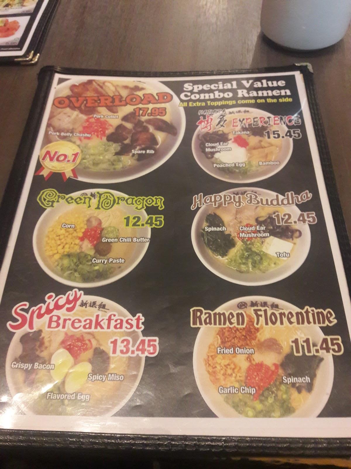 Menu at Shin-Sen-Gumi Hakata Ramen - Gardena restaurant, Gardena