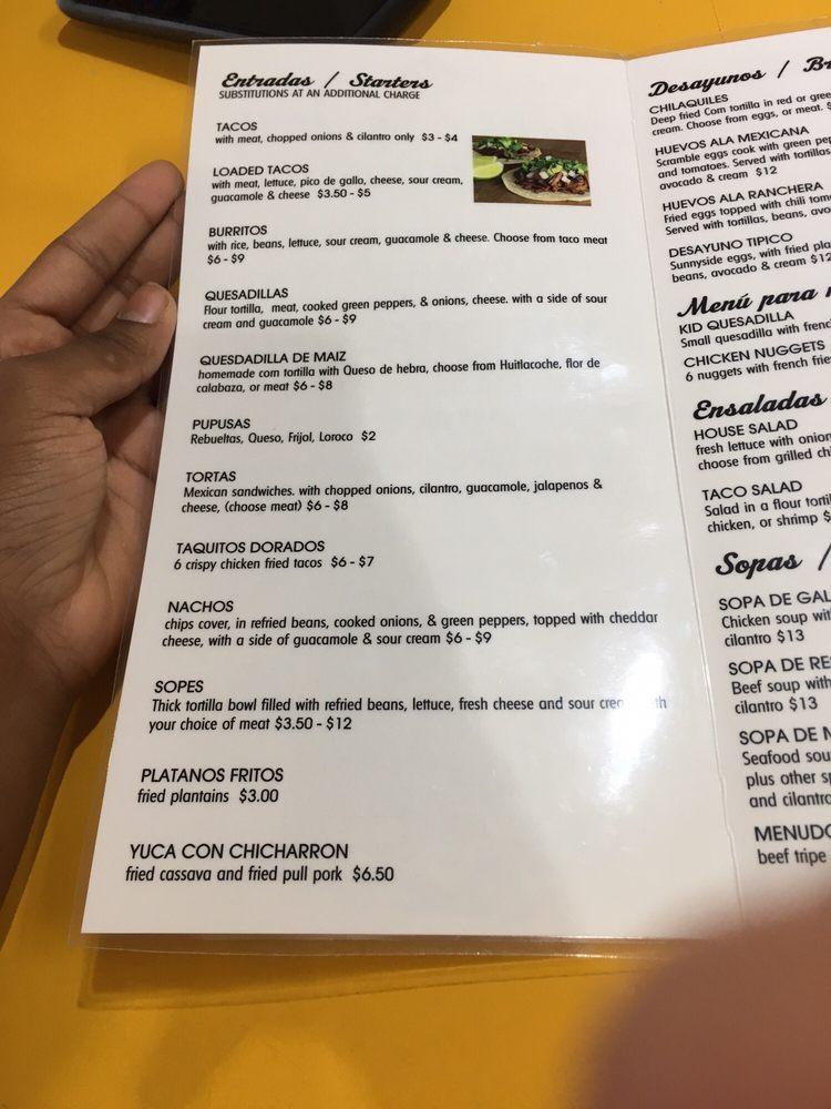 Menu at Tacos 5 DE Mayo Restaurant, Landover Hills