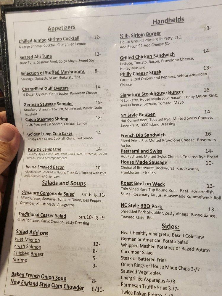 Menu at Alpine Steakhouse, Sarasota
