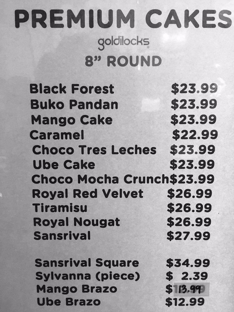 Menu at Goldilocks Bakeshop and Restaurant, Concord