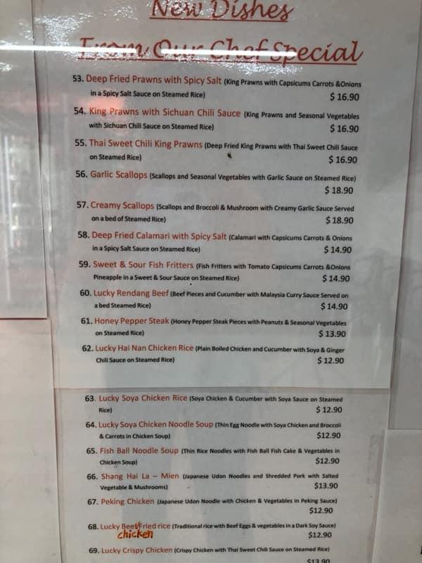 Menu at Lucky Noodle Box restaurant, Emerald