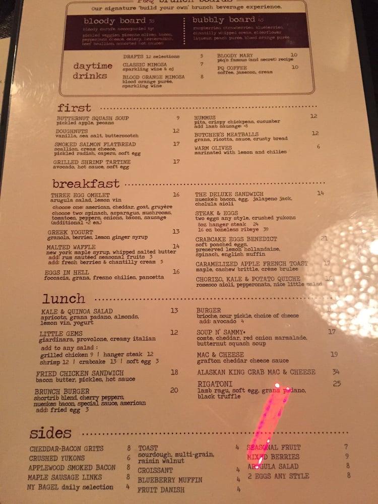 Menu at Parker & Quinn pub & bar, West New York