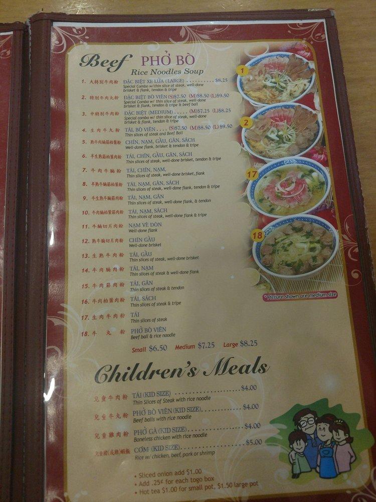 Menu at Pho Lee Hoa Phat 5 restaurant, Concord