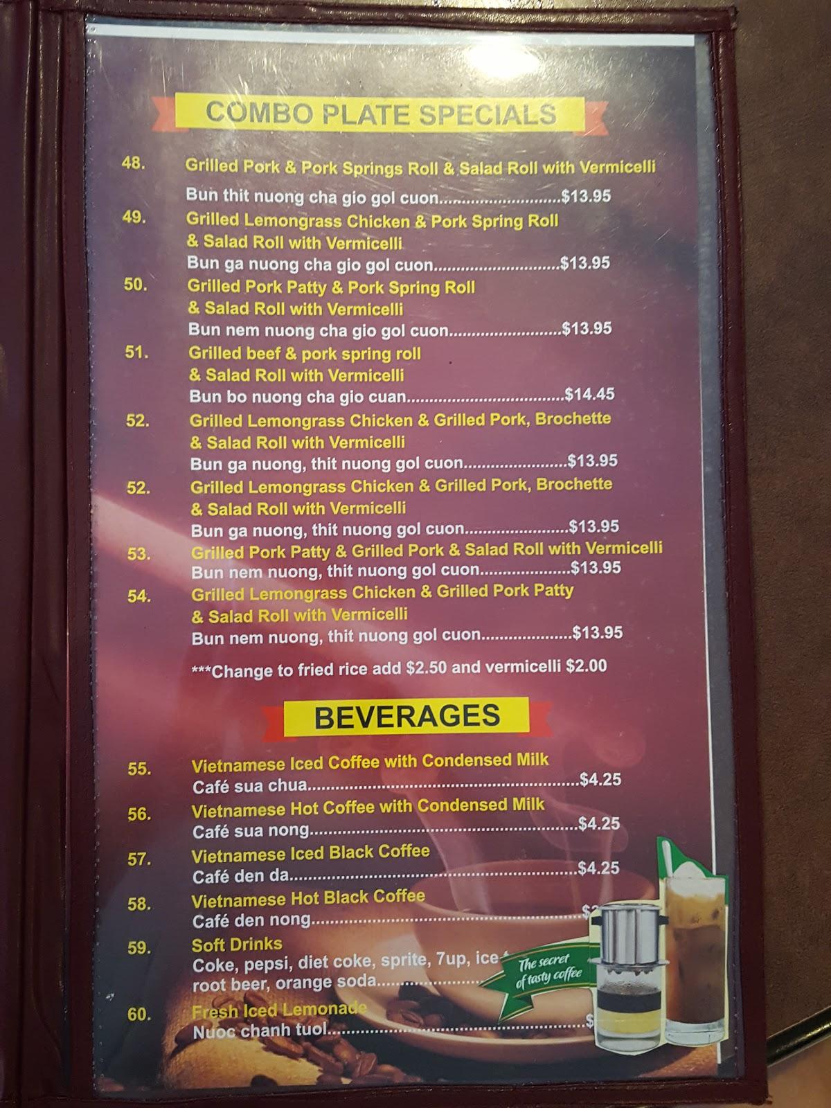Menu at Phở Phượng Hồng Vietnamese Restaurant, Maple Ridge