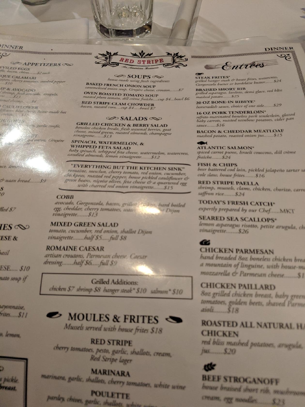 Menu at Red Stripe restaurant, Providence