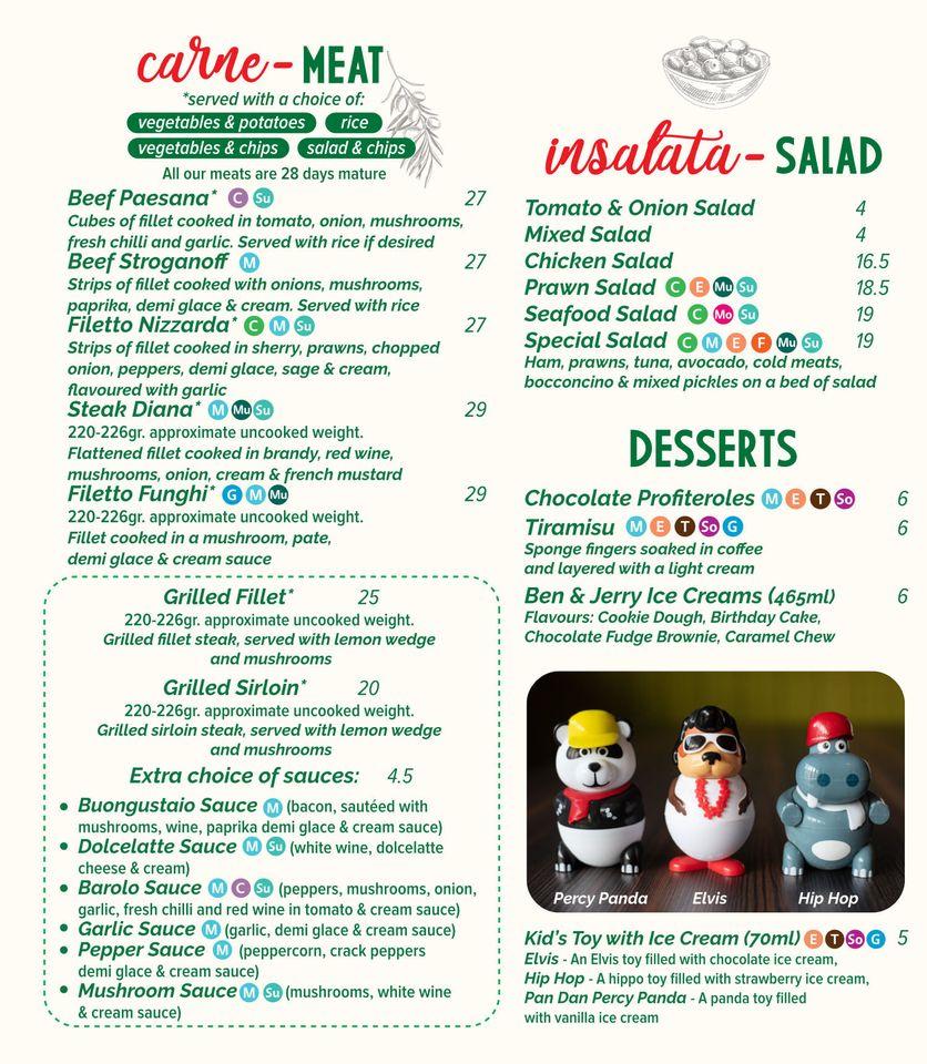 Menu at Ristorante Barolo, Bournemouth