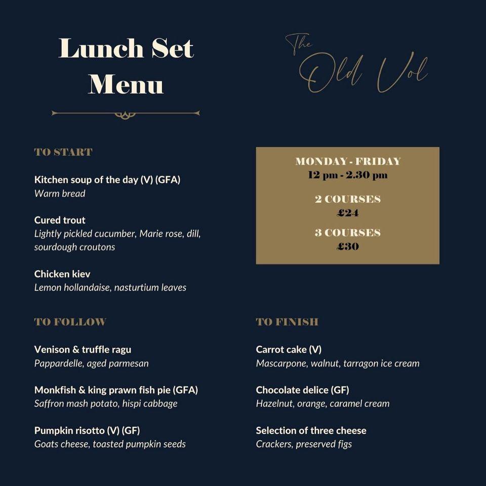 Menu at The Old Vol pub & bar, Lowdham
