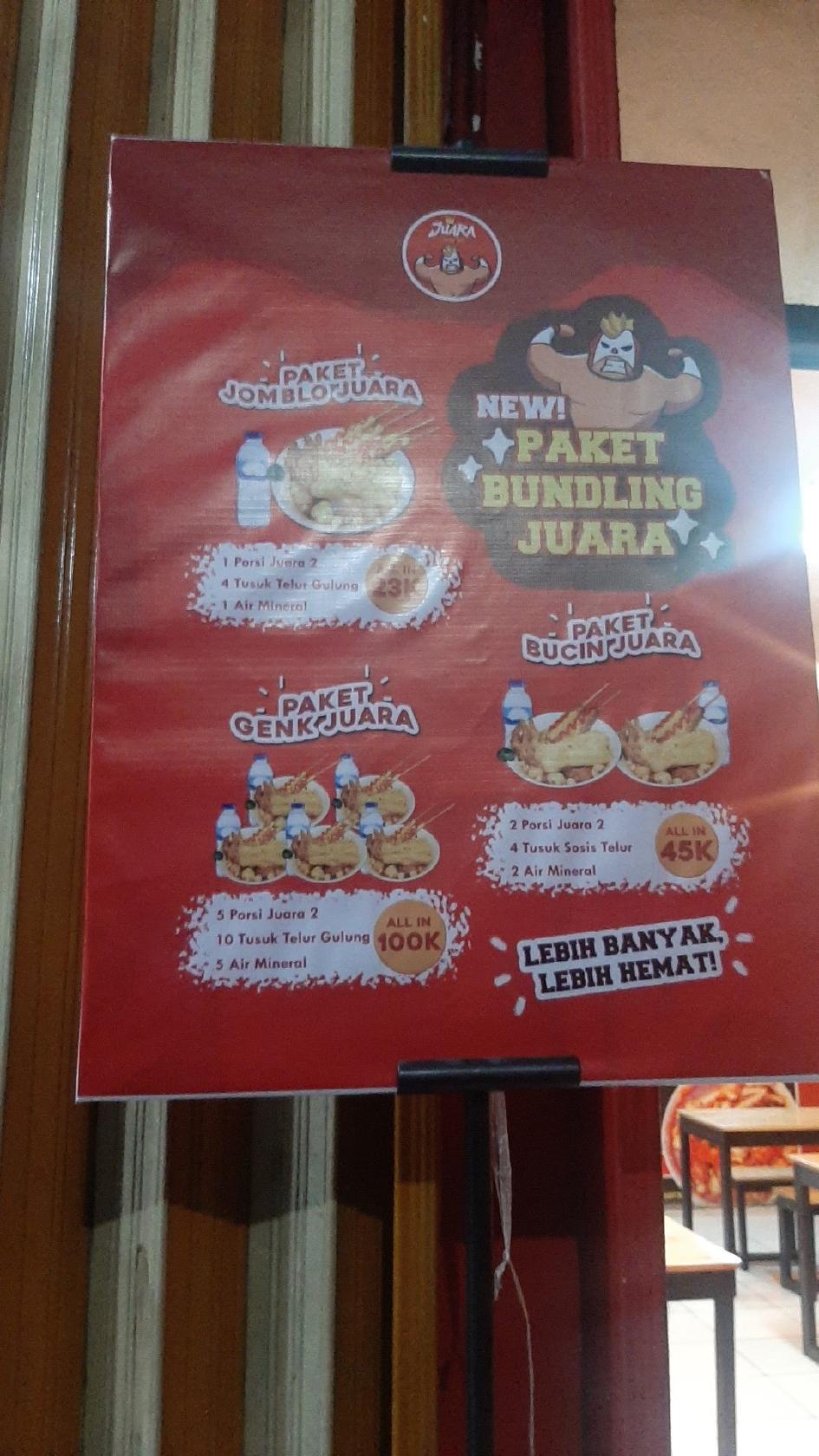 Carta del restaurante Baso Aci Juara Warung Jambu, Bogor