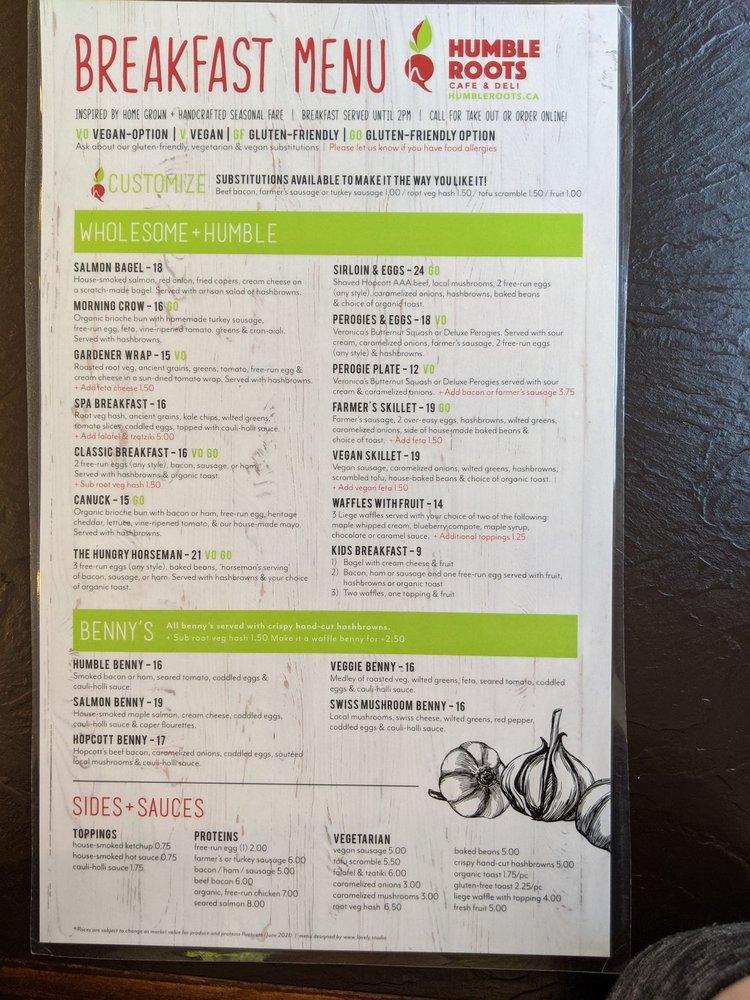 Menu at Humble Roots Cafe & Deli, Maple Ridge