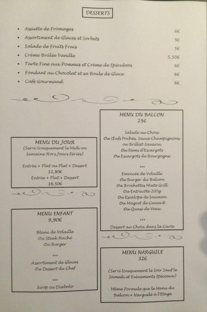 Menu at Le balcon 77 pub & bar, Dijon