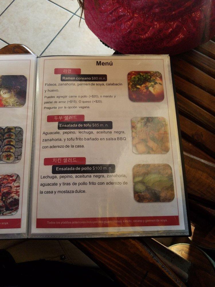 Menu at Little Korea restaurant, Tijuana