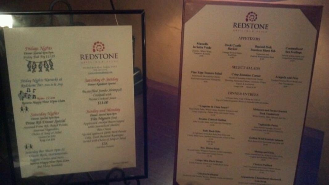 Menu at Redstone Cafe, Sedona