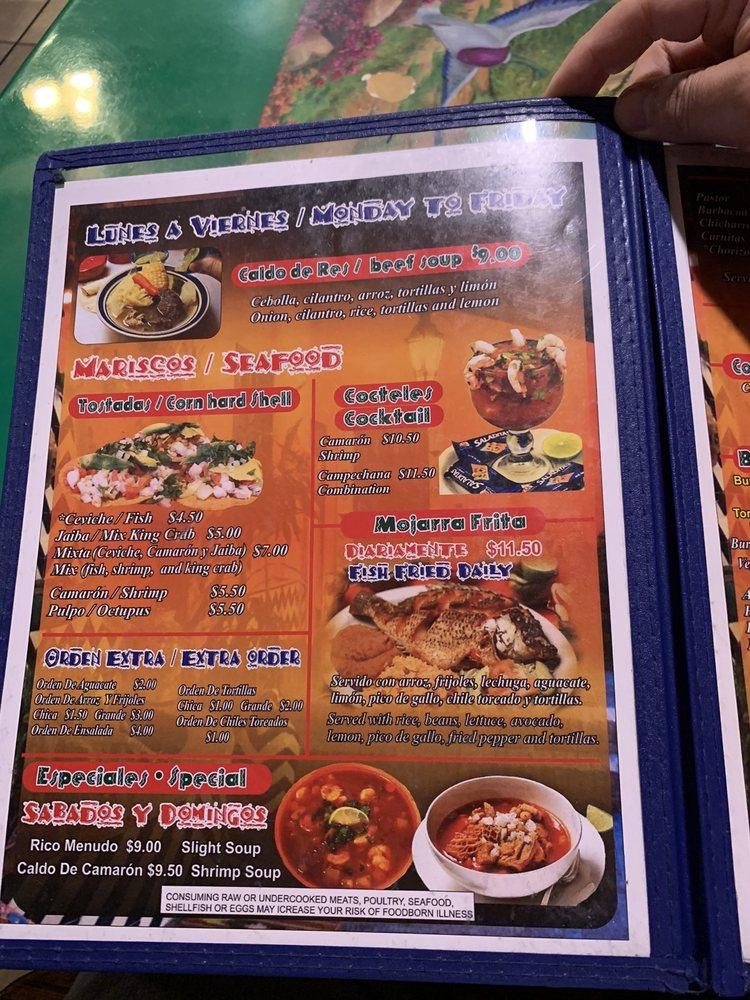 Menu at Tacos y Mariscos Lindo México restaurant, Hendersonville, 917B ...